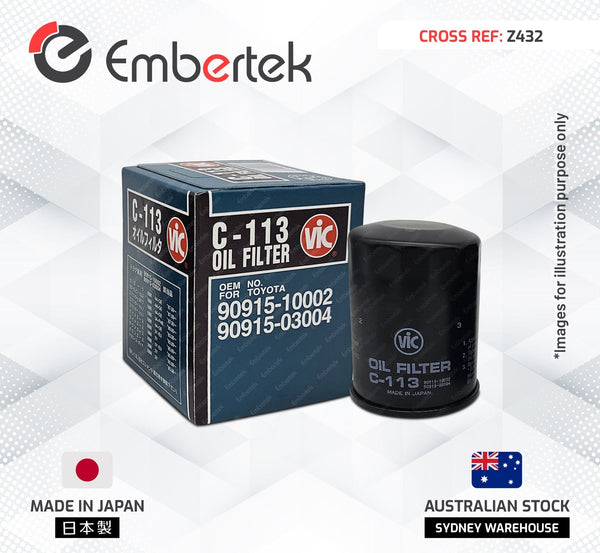 1 x VIC Japanese Oil Filter for Toyota RAV4 2000-2012 (ACA20-ACA38) C113 Ref: Z432 – EMBERTEK ...