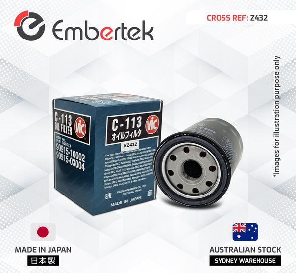 1 x VIC Japanese Oil Filter for Toyota Sai 2009-2018 (AZK10) C113 Ref: Z432 – EMBERTEK AUSTRALIA