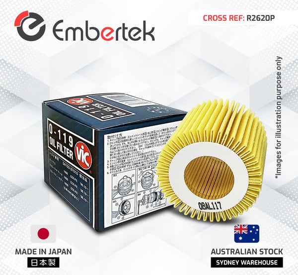 1x VIC Oil Filter for Toyota NOAH/VOXY 2013-2024 O119 Ref: R2620P – EMBERTEK AUSTRALIA