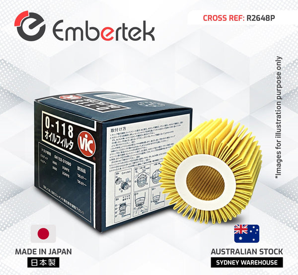 1 x VIC Japanese Oil Filter for Toyota Aurion 2006-2017 (GSV40, GSV50 ...