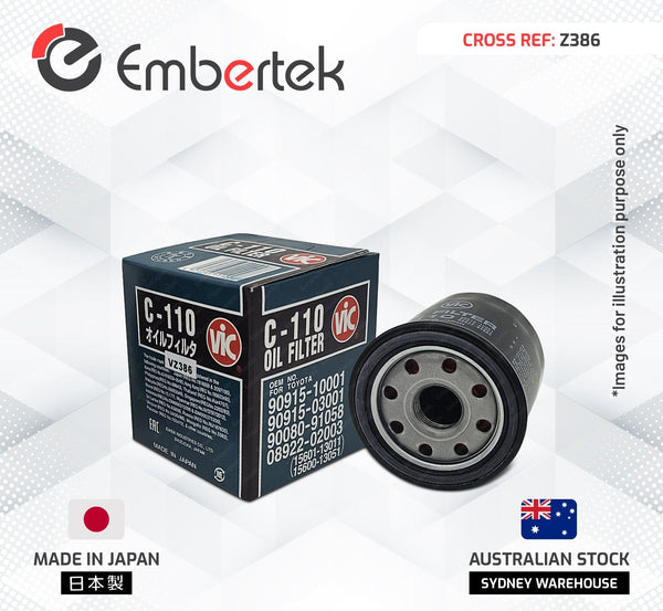 1 x VIC Premium Japanese Oil Filter C110 [Cross Ref: Ryco Z386 ...