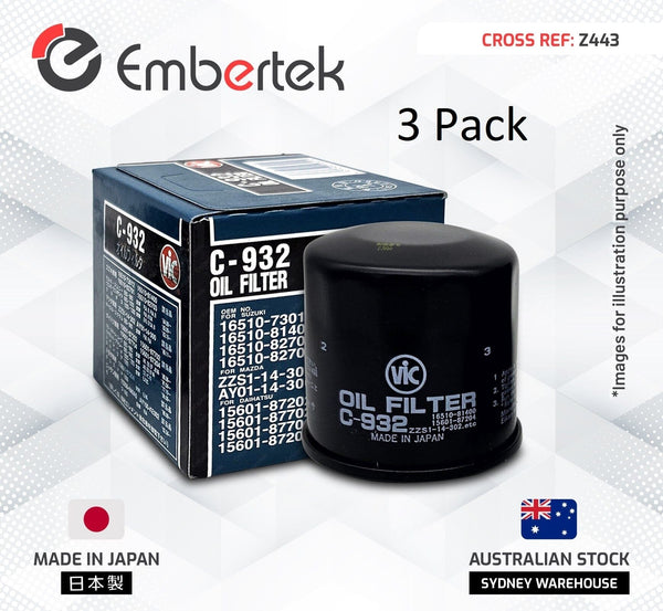 3x VIC Oil Filters for Suzuki JIMNY 2018-2024 C932 (JB74W) Ref: Z443 ...