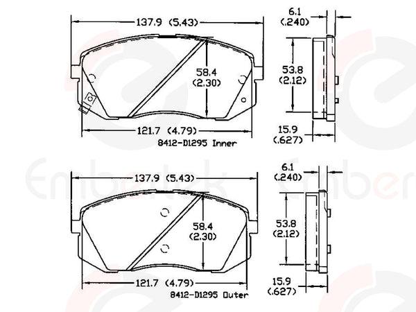 EMBERTEK FRONT Brake Pads for HYUNDAI IX35 2010-2018 EP2174 – EMBERTEK ...
